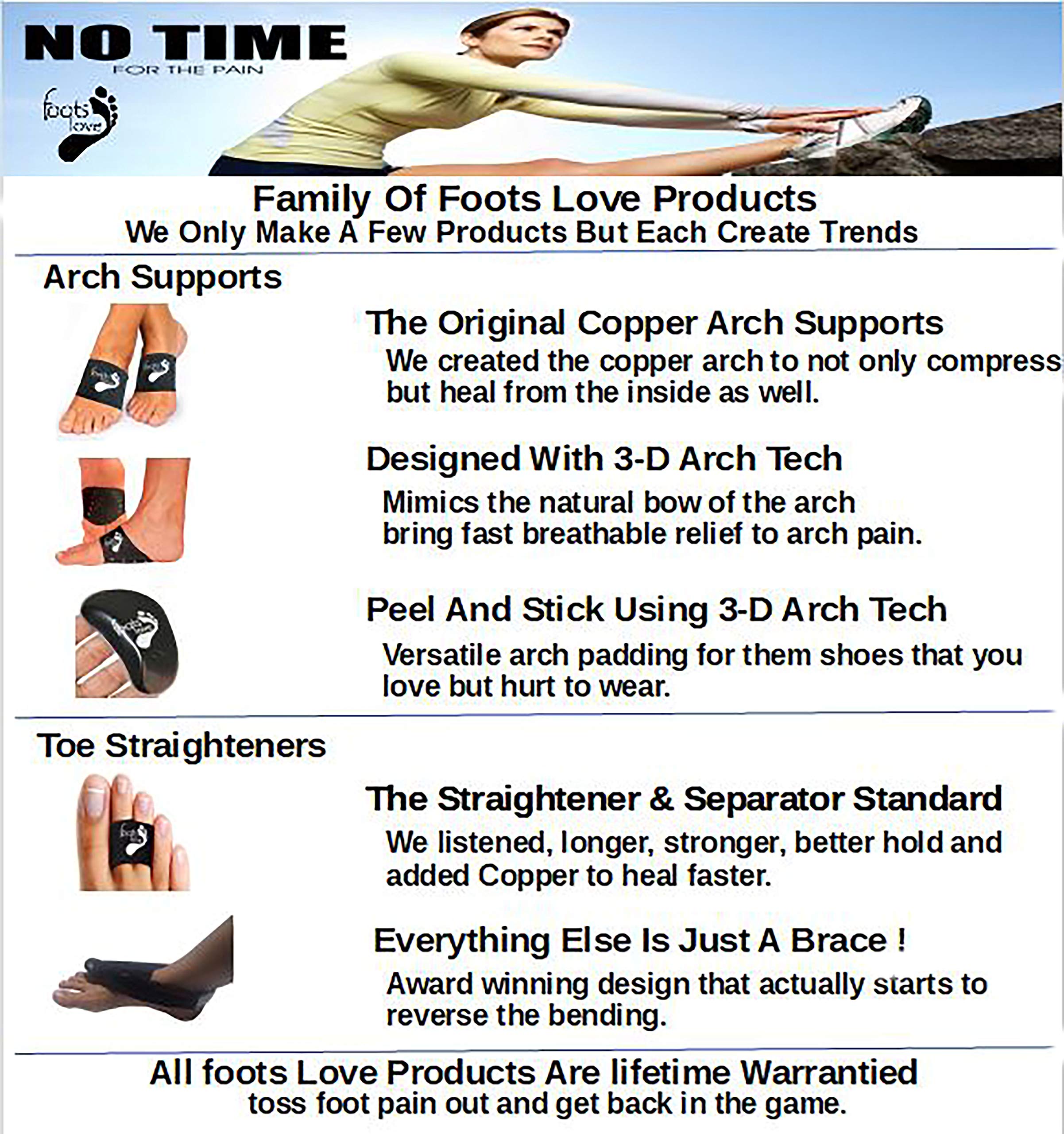 FOOTS LOVE - Broken Toe Splints. Crooked Toe Separator Hammer Toe Straightener Wraps. The Only Copper Align, Protect & Heal Brace. Even Better Now With No Slip !