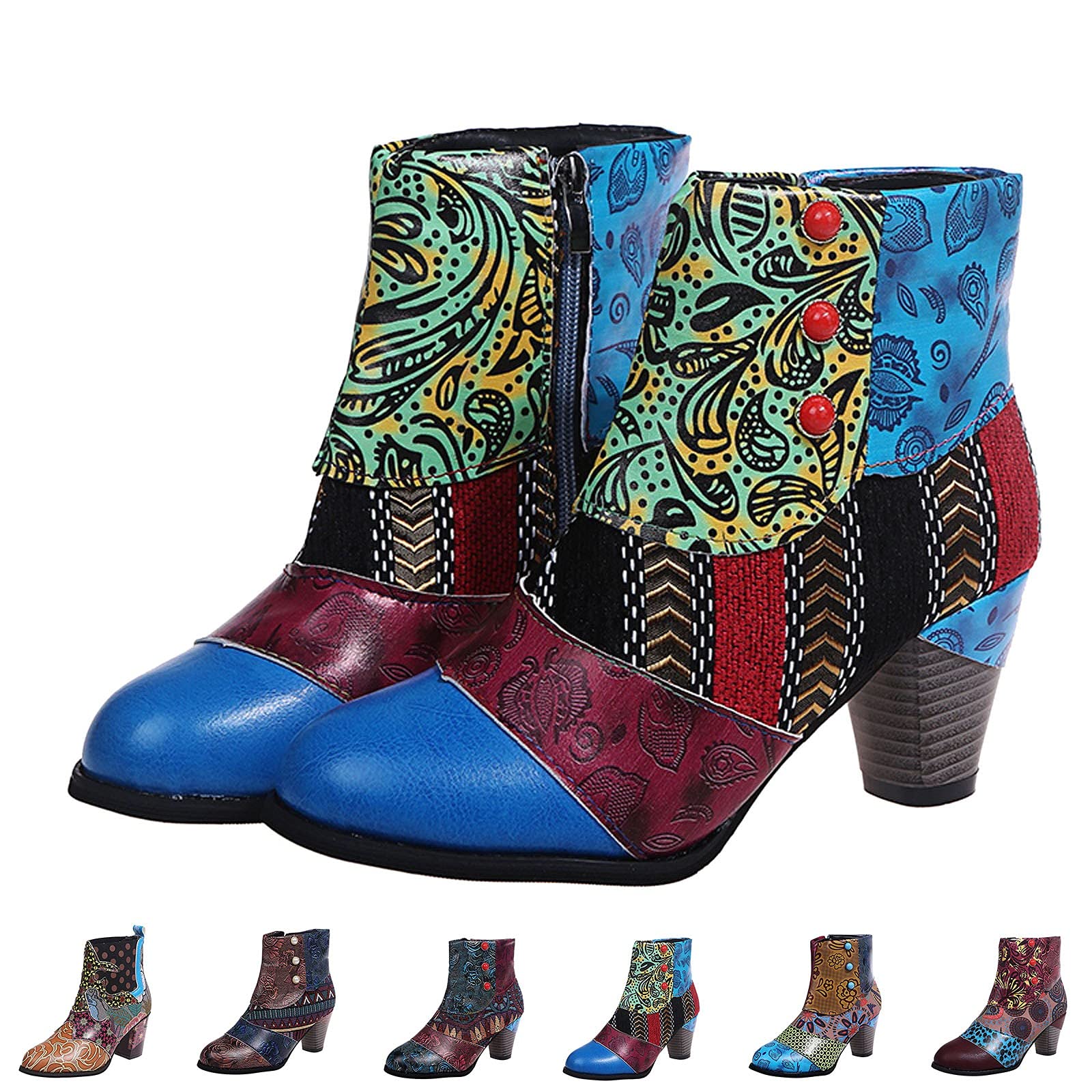 Hongxing Erke Rain Boots for Women Waterproof Ankle Rain Shoes for Ladies (Blue, 6.5)