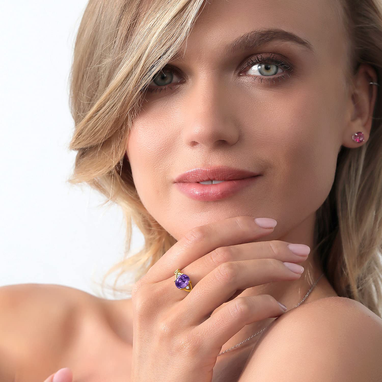 Gem Stone King 18K Yellow Gold Plated Silver Oval Purple Amethyst Women Ring (1.75 Cttw, Gemstone Birthstone, Available In Size 5, 6, 7, 8, 9)