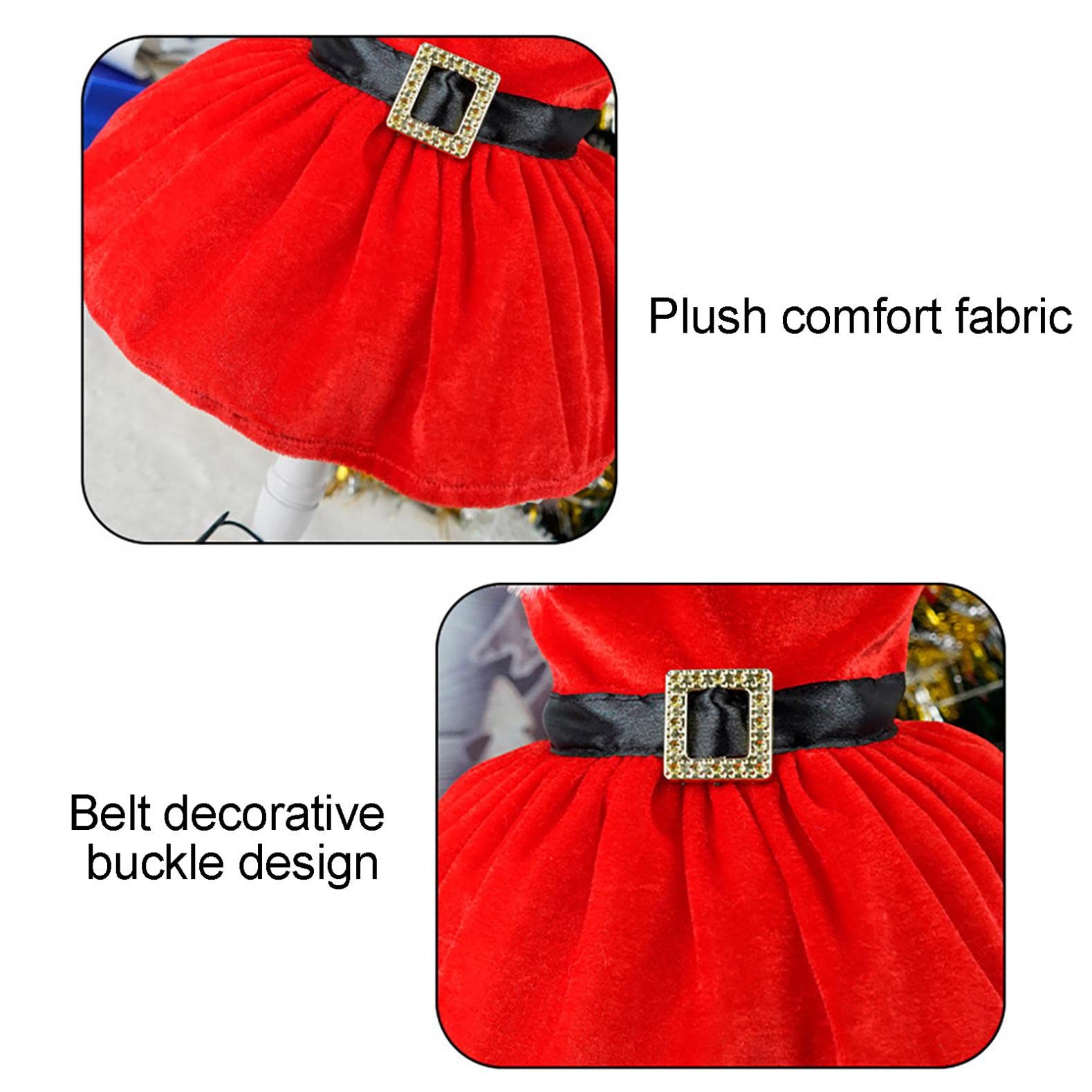 Wouke Christmas Dog Dresses for Pet Clothes Cat Vest Dresses Apparel Lightweight Velvet Red (Small, Red #C)