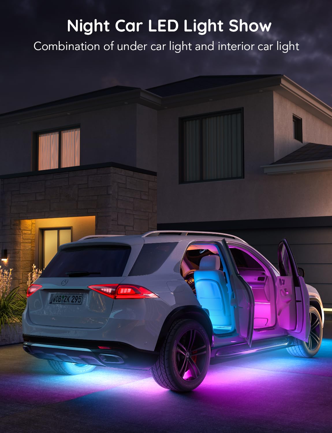 Govee Smart Car LED Strip Lights, RGBIC Interior Car Lights with 4 Music Modes, 30 Scene Options and 16 Million Colors, APP Control 2 Lines Design LED Car Lights for SUVs, DC 12V