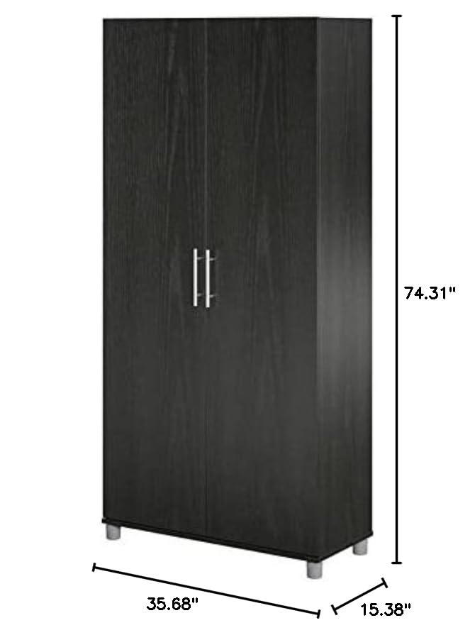 SystemBuild Evolution 36" Utility Storage Cabinet, Black Oak
