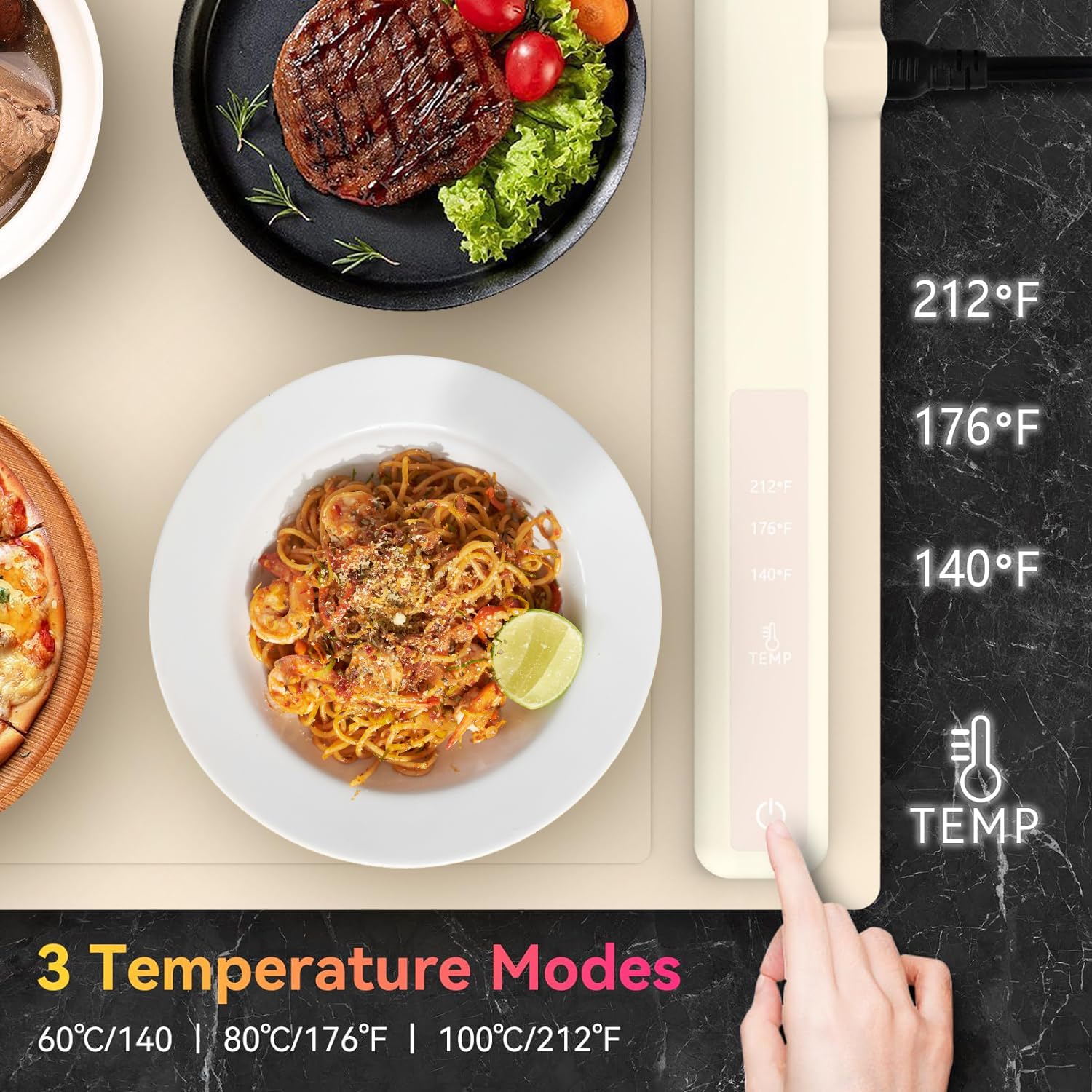 NWK Electric Warming Tray - Full Surface Heating, Rollable & Portable,Premium Silicone Nano-Material, 3 Temperature Settings, Auto Shut-Off -Versatile Food Warmer for Gatherings,Parties, Everyday Use