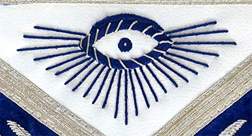 Master Mason with Embroidered Border Masonic Apron - [Blue & White]