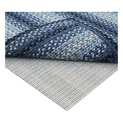 Rug with Rug Pad - Lakeland Navy Blue Braided Rug. Comes with Rug Pad. Stain Resistant, Washable, for Dinning Room, Bedroom & Living Room Rug, 4' x 6' Rug. Outdoor, Country, Farmhouse, Rustic Style