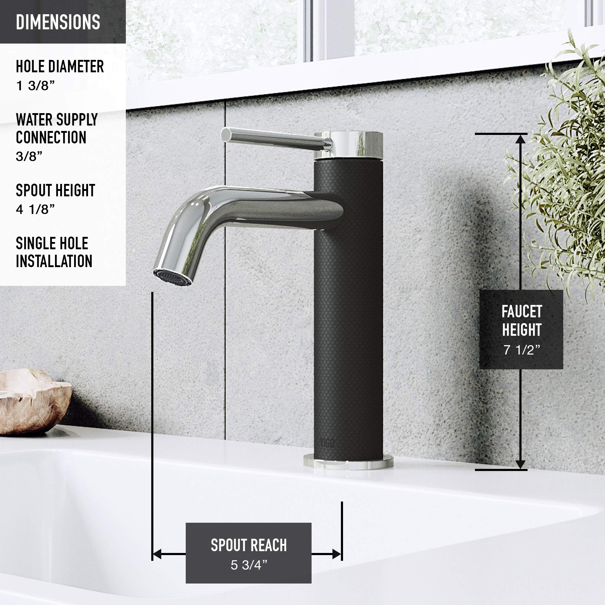 VIGO Madison 8'' H Single Handle Single-Hole Bathroom Faucet in Chrome-VG01044CH
