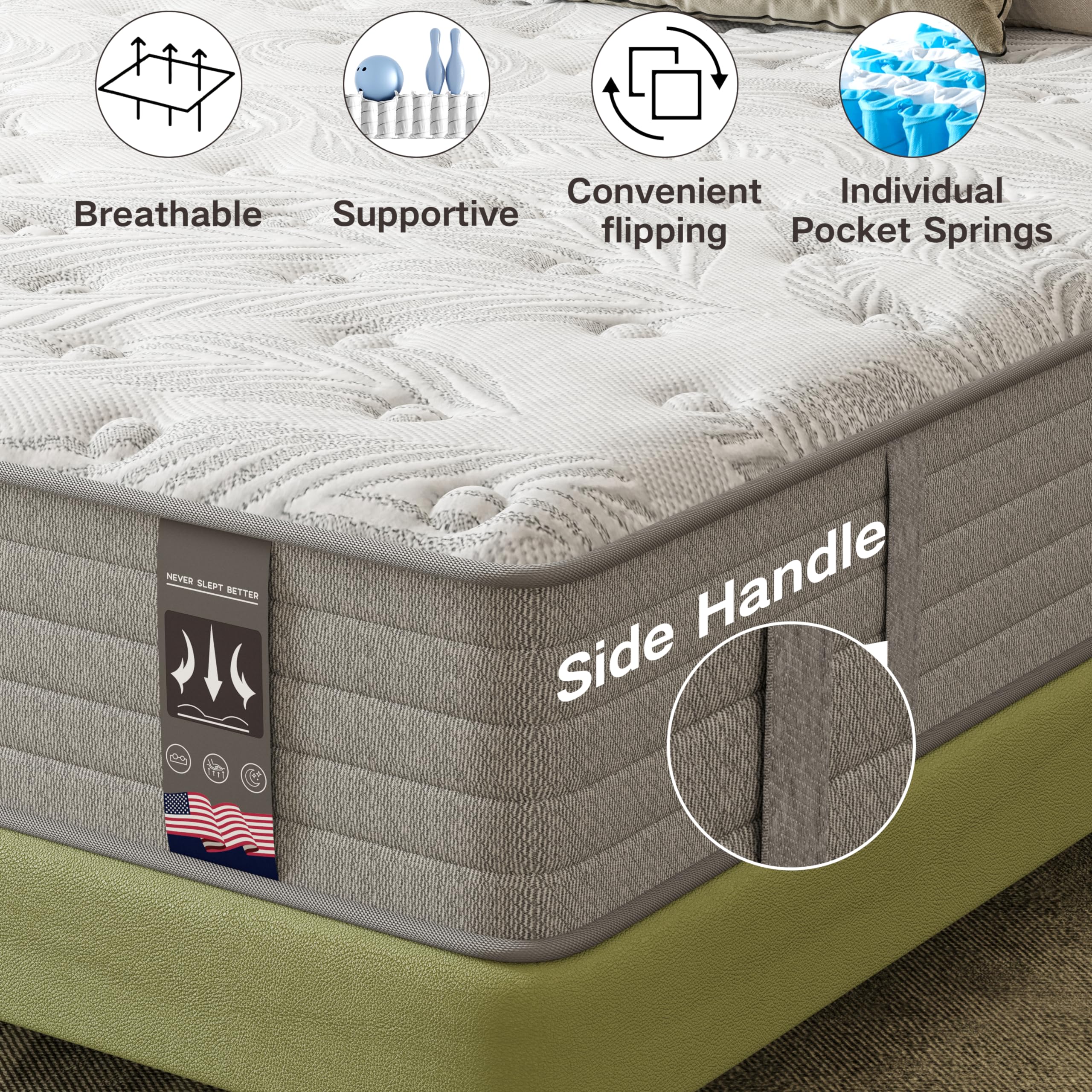 Twin XL Mattress 12 Inches Memory Foam Mattress,Twin Hybrid Mattress in a Box Individually Pocket Springs,Twin XL Size Mattress Medium Firm for Good Night Sleep,Pressure Relief,CertiPUR-US Certified