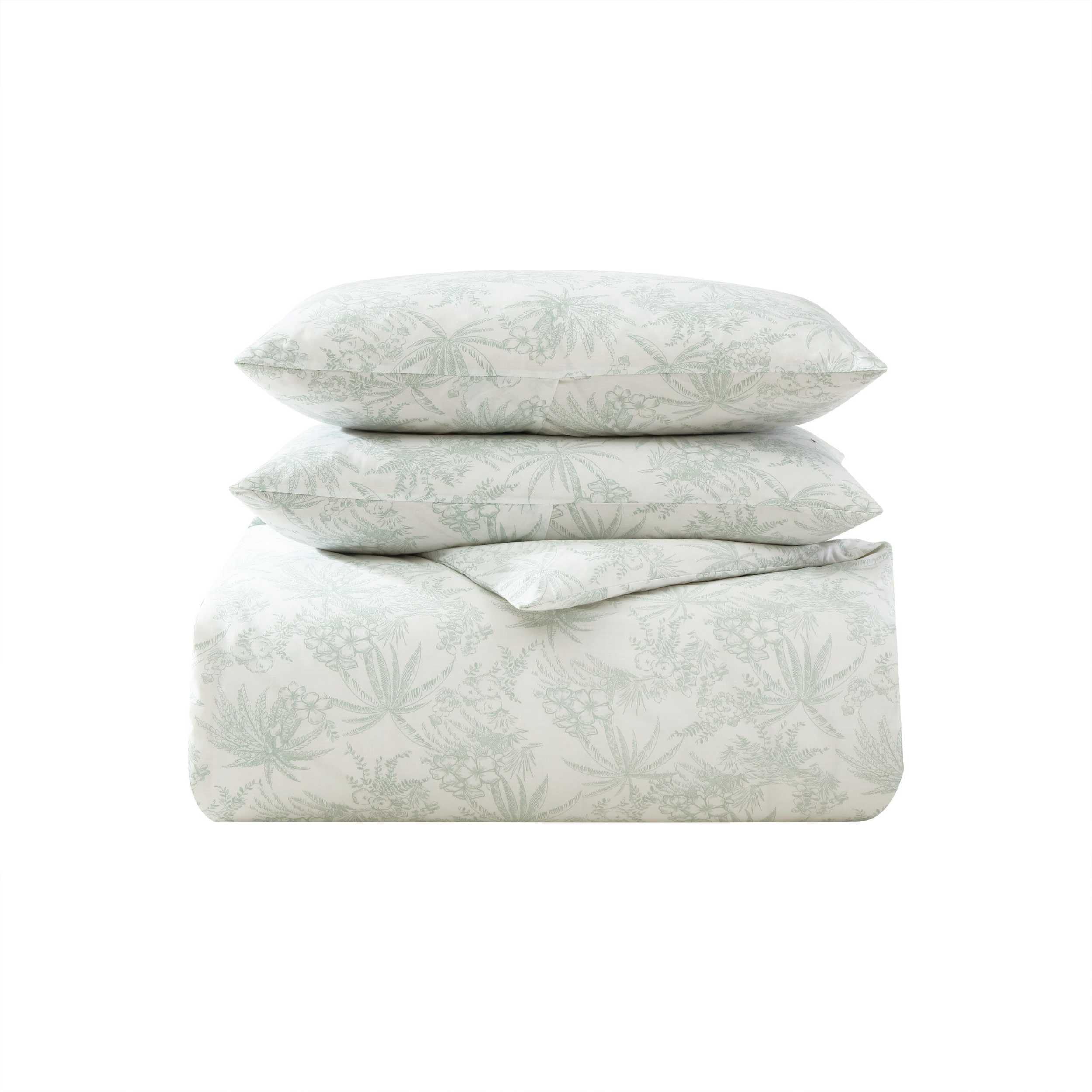 Tommy Bahama- King Duvet Cover Set, Reversible Cotton Bedding Set with Matching Shams, Coastal Home Décor (Pen and Ink Light Green, King)