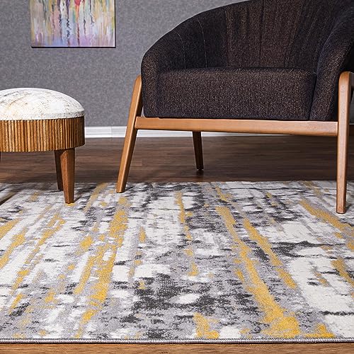 Rugshop Darwin Vintage Abstract Modern Area Rug 7'10" x 10' Yellow