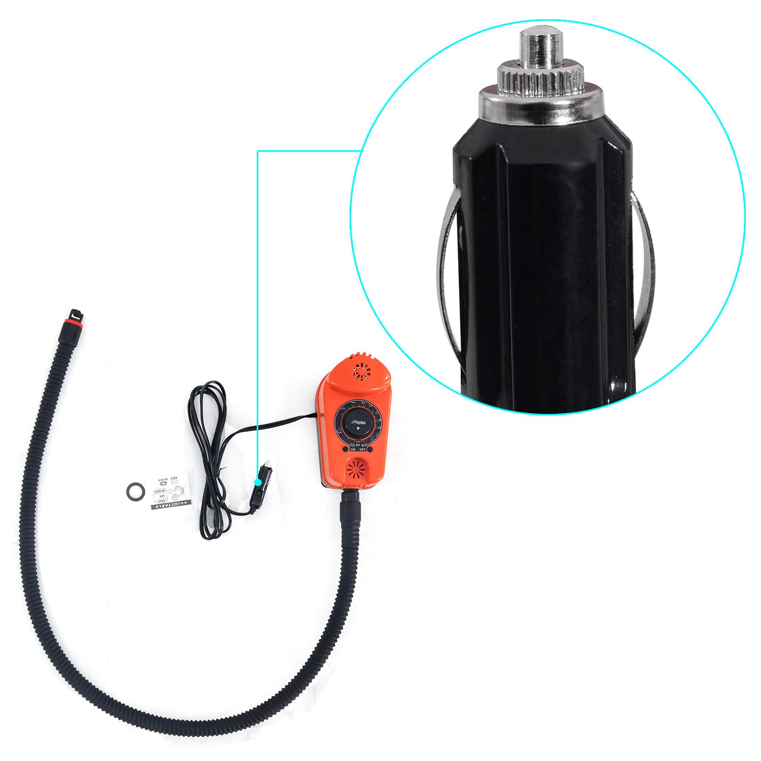 Freein Electric Air Pump Portable Quick-Fill DC Electric Air Pump for Inflate Dinghies and Sails, 12V DC, Air Flow 120 L/min