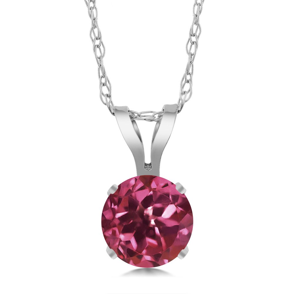 Gem Stone King 14K Yellow Gold 5MM Round Gemstone Birthstone Pendant Necklace | Gold Necklace For Women | With 18 Inch Gold Chain