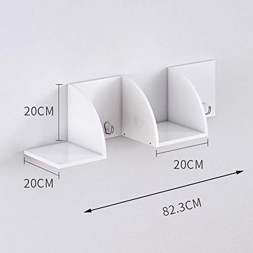 PIBM Stylish Simplicity Shelf Wall Mounted Floating Rack Shelves Partition Bookshelf Simple Hook up Coat Rack Living Room Bedroom,2 Colours, White , 82.3x20x20cm