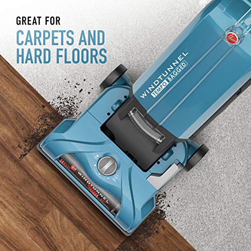 Hoover WindTunnel T-Series Tempo Bagged Upright Vacuum Cleaner with HEPA Media Filter, For Carpet and Hard Floor, UH30301, Blue