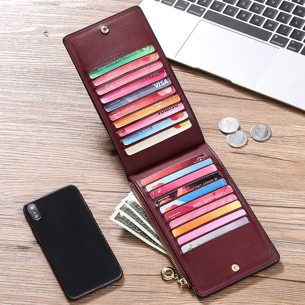 GOIACII Womens Wallet RFID Blocking Slim Bifold Multi Card Case Wallet,Long Credit Card Wallet for Women with Zipper Pocket