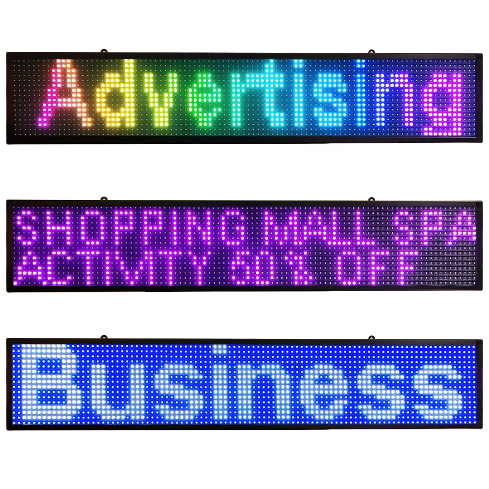 P10 LED Display with WiFi, RGB Full Color Sign with High Resolution and New SMD Technology. Perfect Solution for Advertising (40" x 8")