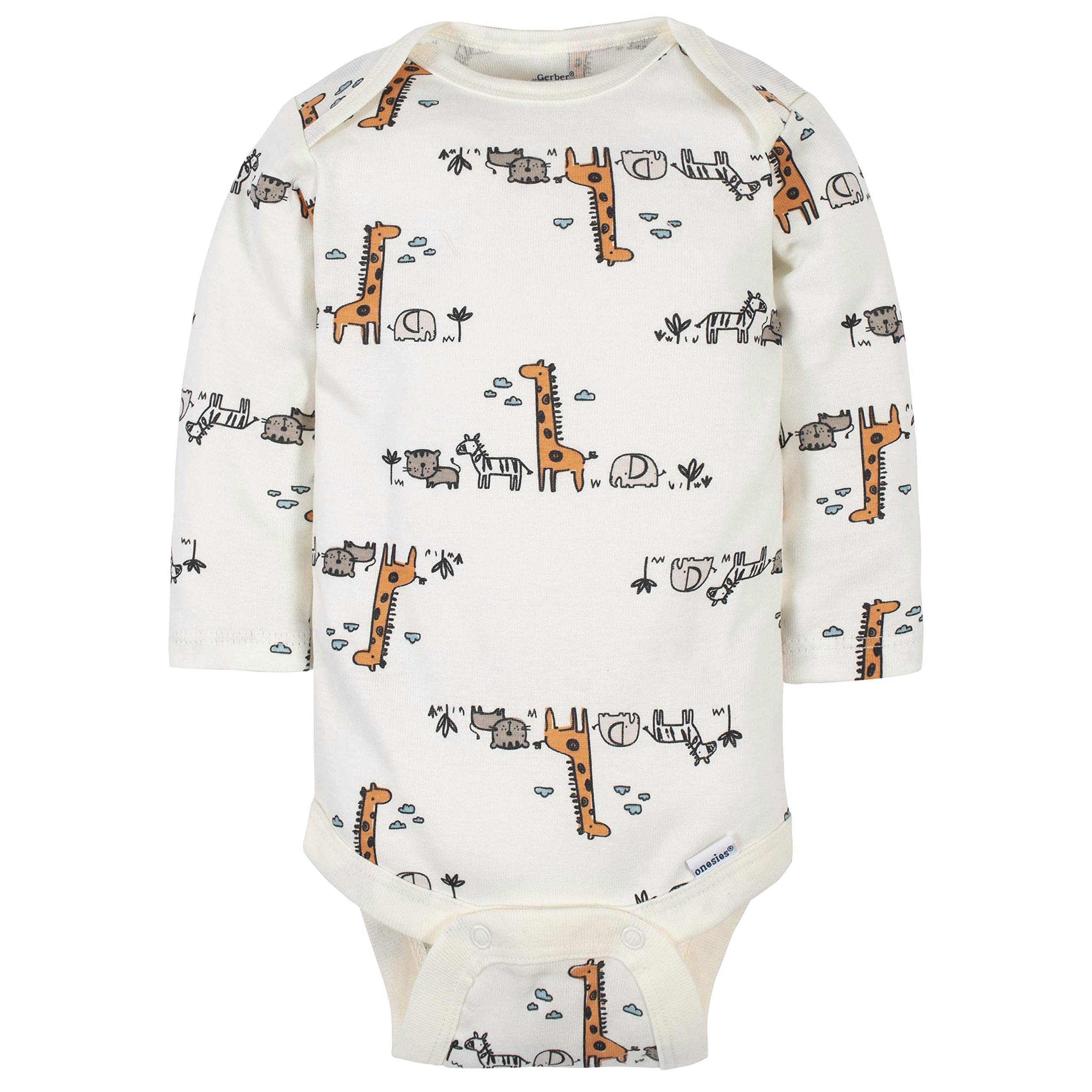 Gerber Baby Boys' 6-Pack Long-Sleeve Onesies Bodysuit, Jungle Blue, 12 Months