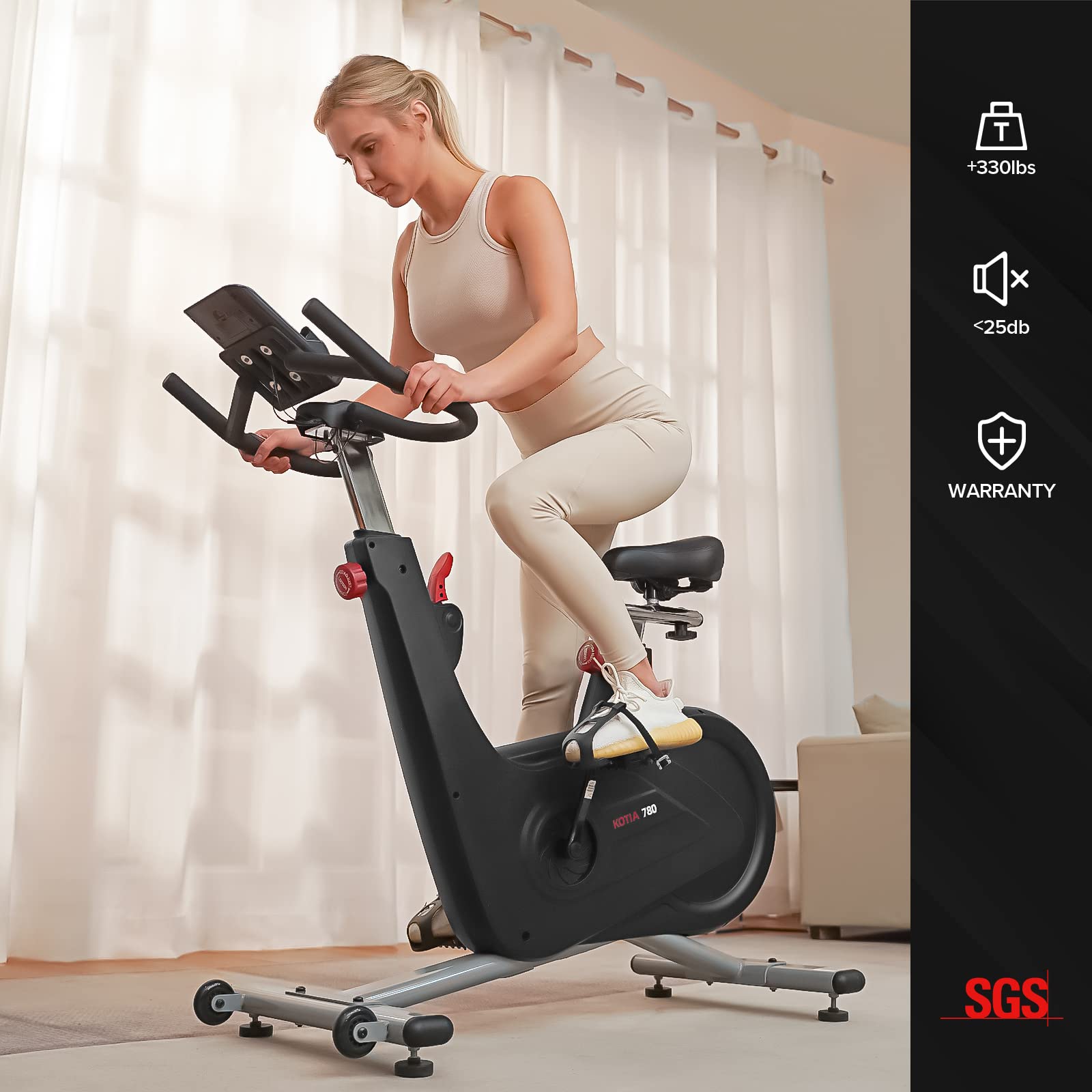 kotia Exercise Bike Magnetic Resistance Spin Stationary Bikes 330lbs Capacity Excersize Bikes with Thick Wide Seat for Home Gym Workout (GHN 780)