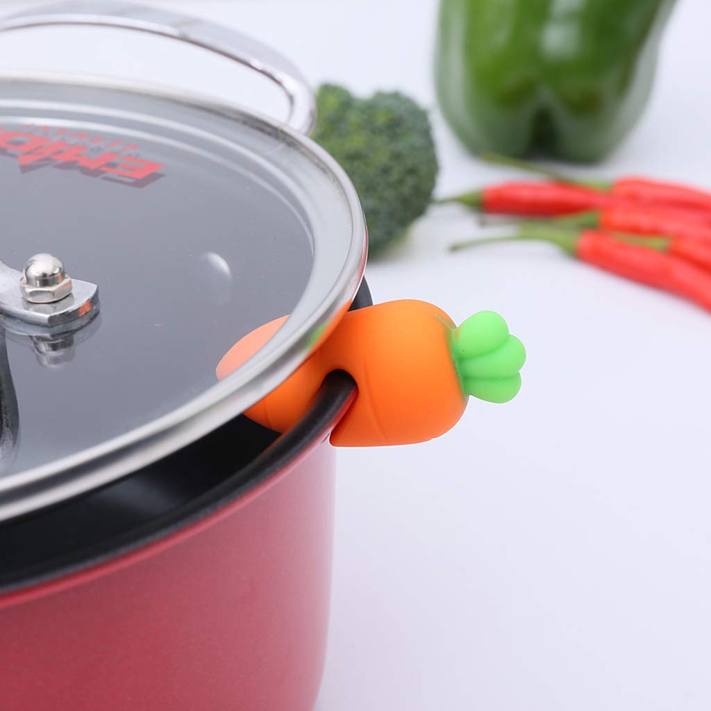 ZERIRA Spill-proof Lid Lifter for Soup Pot Kitchen Restaurant Tools Silicone Heat Resistant Shelf Keeping Lid Open Cooking Assistant (Pack of 6)