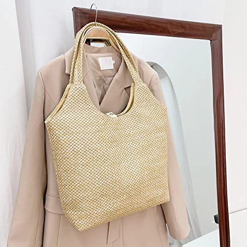 Handbags Summer Beach Bag for Women Straw Weave Shoulder Underarm Bag Large Tote (Color : A, Size : 42cm)