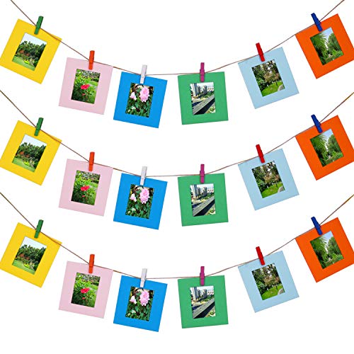 SUNMNS Wall Decor Hanging Display Paper Photo Frame Set Compatible with Fujifilm Instax Mini 11 9 8 70 90 26 Camera Films, Mini Link Printer, 30 Piece (Colorful)