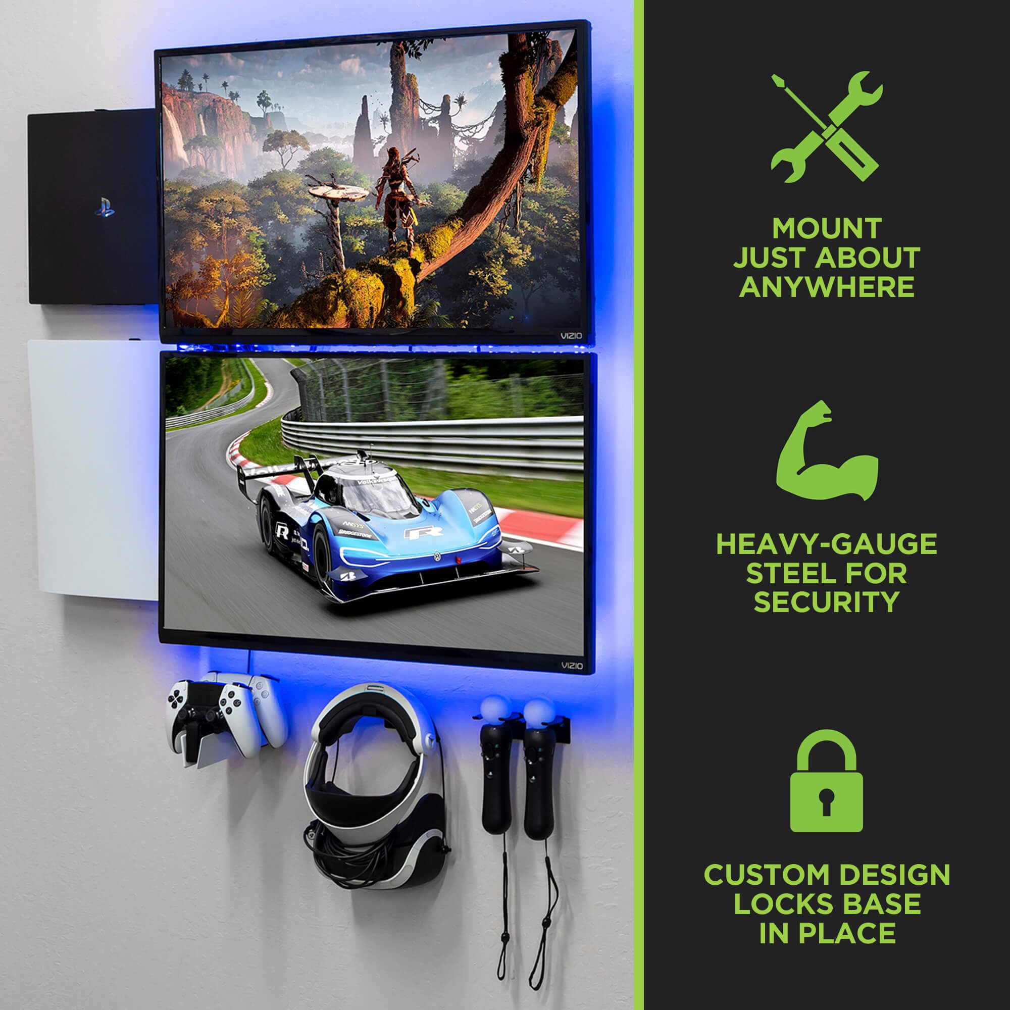 HIDEit Mounts Wall Mount for PS5 DualSense Charging Station - American Company - Steel Mount for PS5 DualSense Charging Station, Works with PlayStation 5 DualSense Controllers - Patent Pending