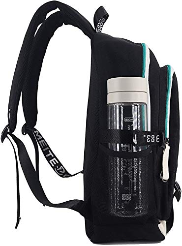 Roffatide Anime Demon Slayer Printed Backpack Schoolbag Laptop Rucksack Fit 15.6 Inch with USB Charging Port & Headphone Port Black