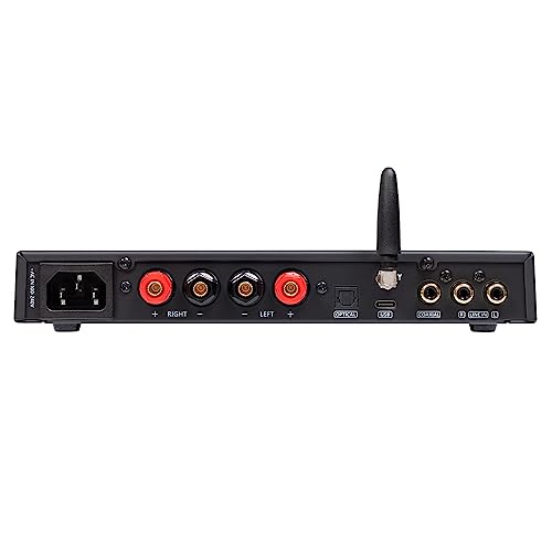 S.M.S.L AL200 Stereo Integrated Amplifier, 2-Channel Class D Audio Headphone Amp, MA5332MS Chip XMOS XU-316 MQA DSD Native 256, RCA/Bluetooth/USB/Coaxial/Optical Input with IR Remote Control