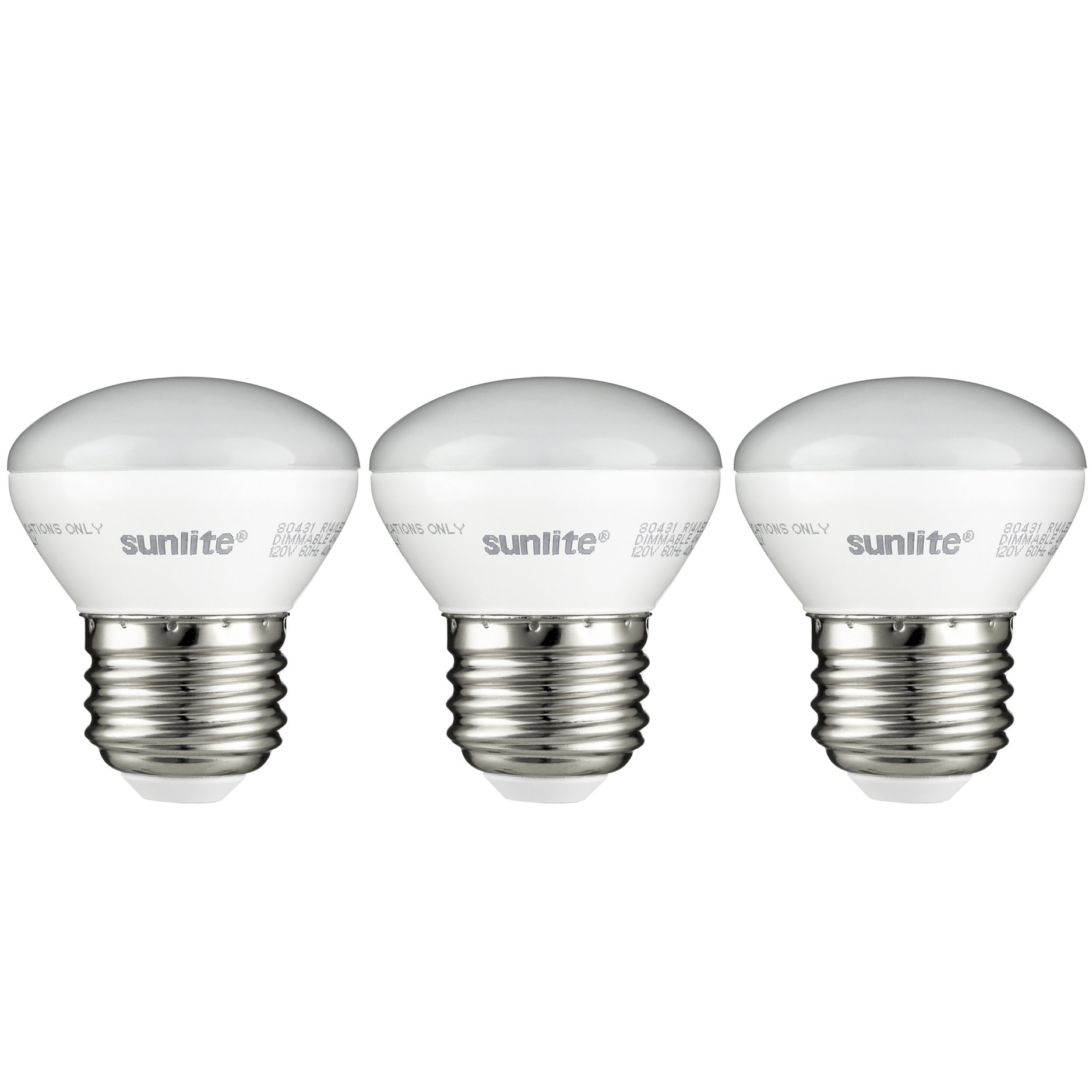 Sunlite LED R14 Mini Flood Light Bulbs, 4 Watts (25W Equivalent), 250 Lumens, Medium (E26) Base, Dimmable, ETL Listed, 2700K Soft White, for China and Curio Cabinet Light, 3 Count