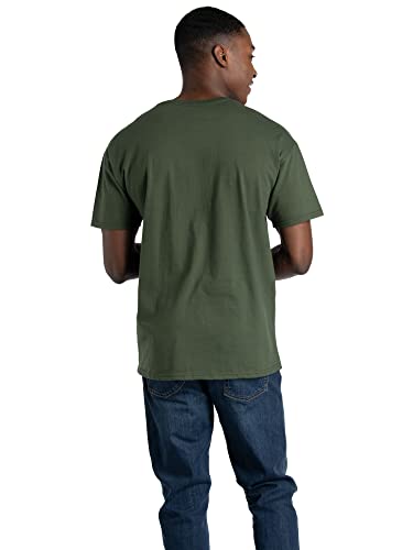 Fruit of the Loom Men's Eversoft Cotton T-Shirts (S-4XL), Crew-2 Pack-Military Green, Large