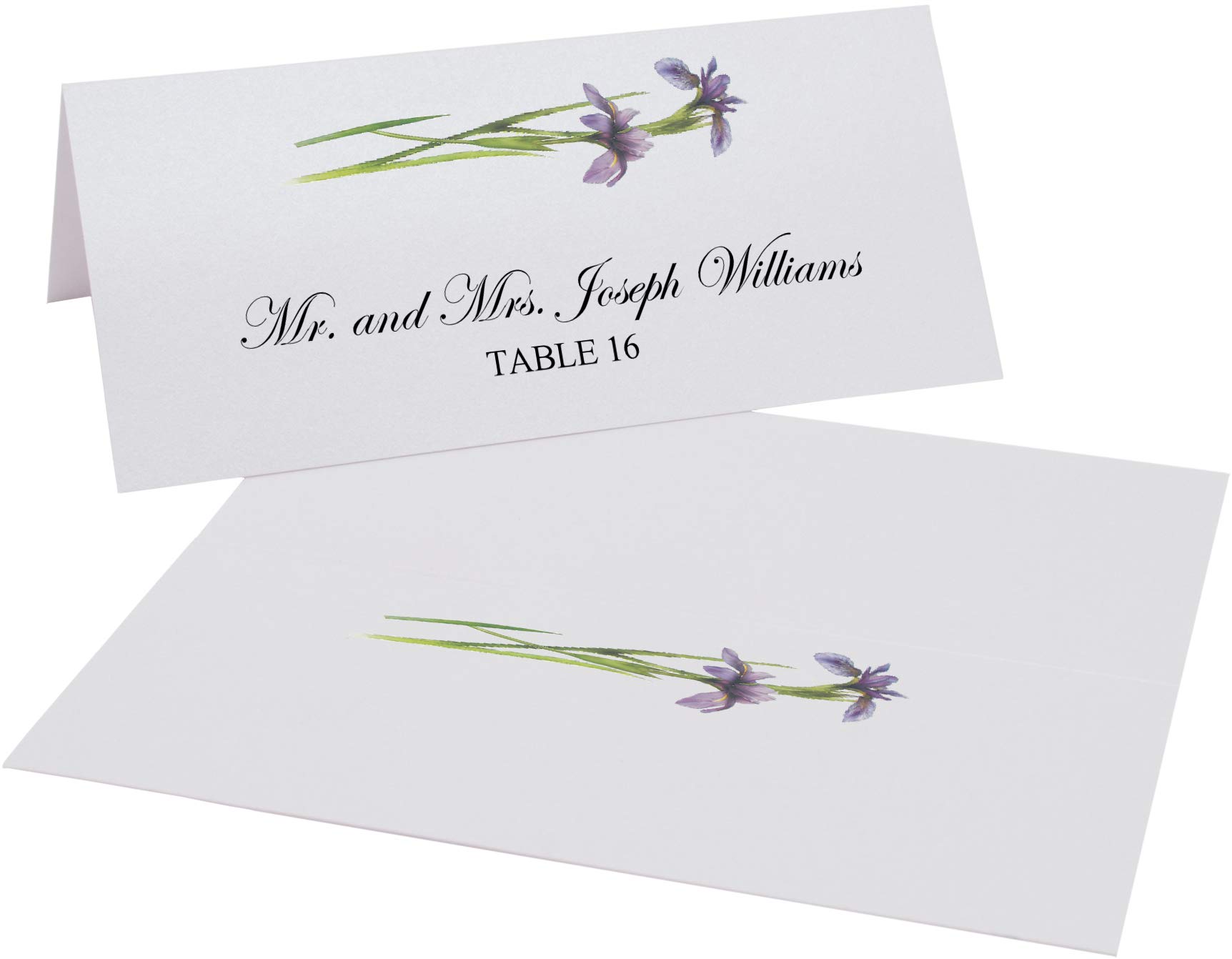 Wispy Purple Iris Flowers Place Cards, Set of 25, Pre-cut and Scored - Wedding, Party, Dinner, and Special Events - Made in the USA