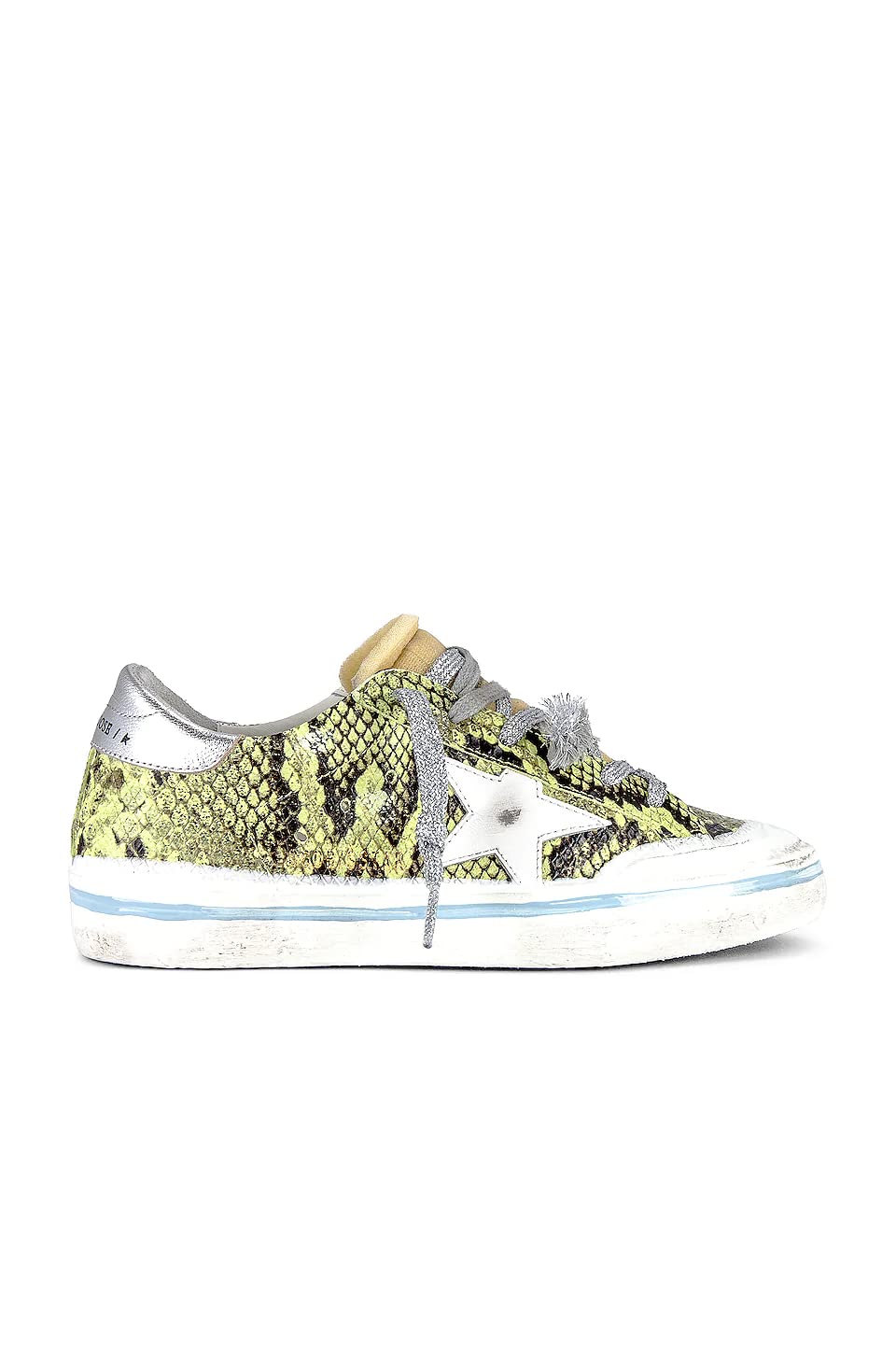 Golden Goose Women's Superstar Penstar Sneaker (Lime Black/White/Silver, numeric_6)