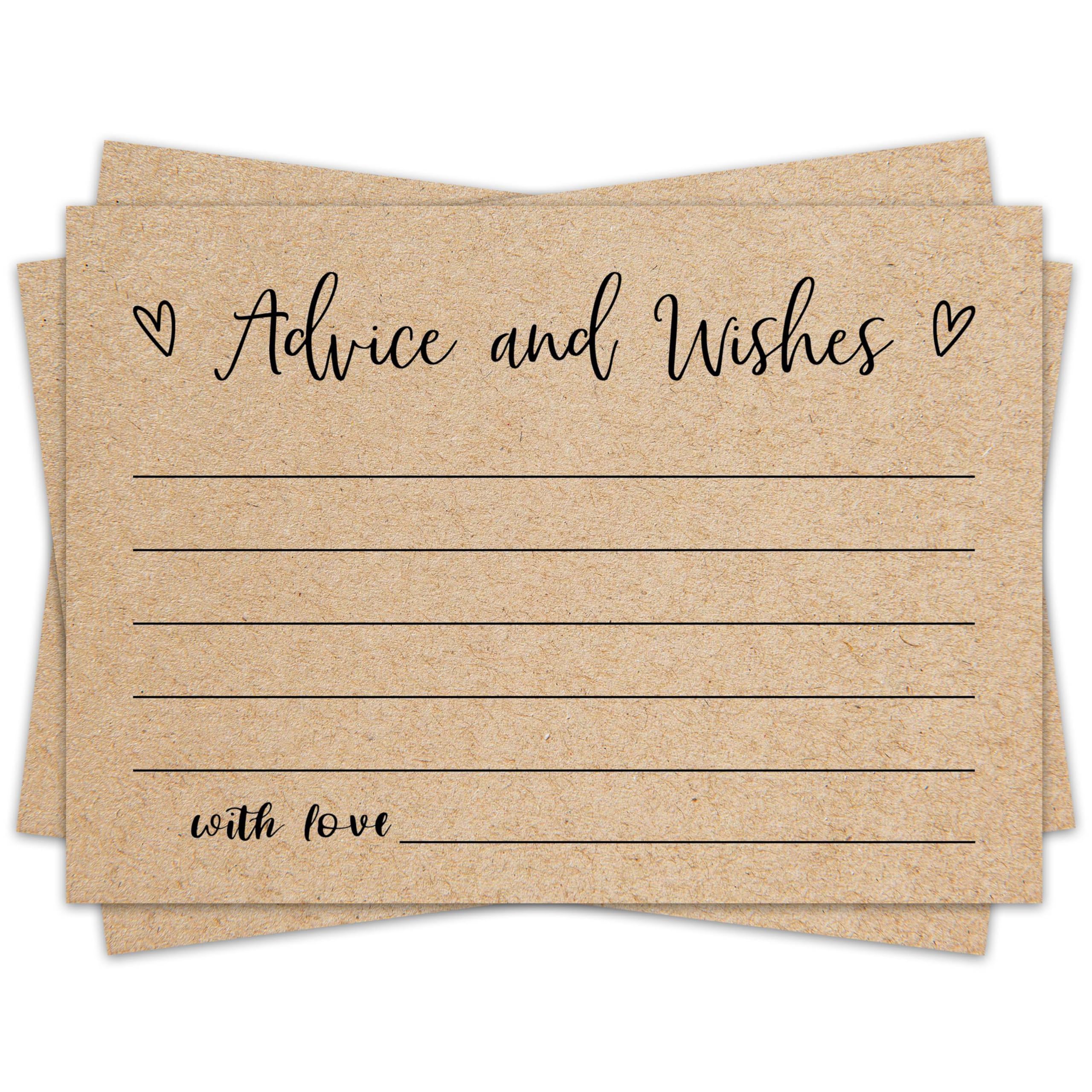 Qoamp Advice and Wishes Cards, 30 Pieces 4x6 Inches Minimalist Bridal Shower Card, Wedding Advice Cards, Wedding Registry Ideas, Wedding Cards for Bride and Groom, Newlyweds, Bridal Shower-A07