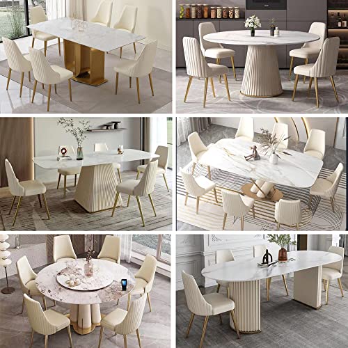 Runboll Modern Dinner Chairs Set of 2 PU Leather Accent Chairs with Metal Legs for Kitchen, Dining, Bedroom, Living Room