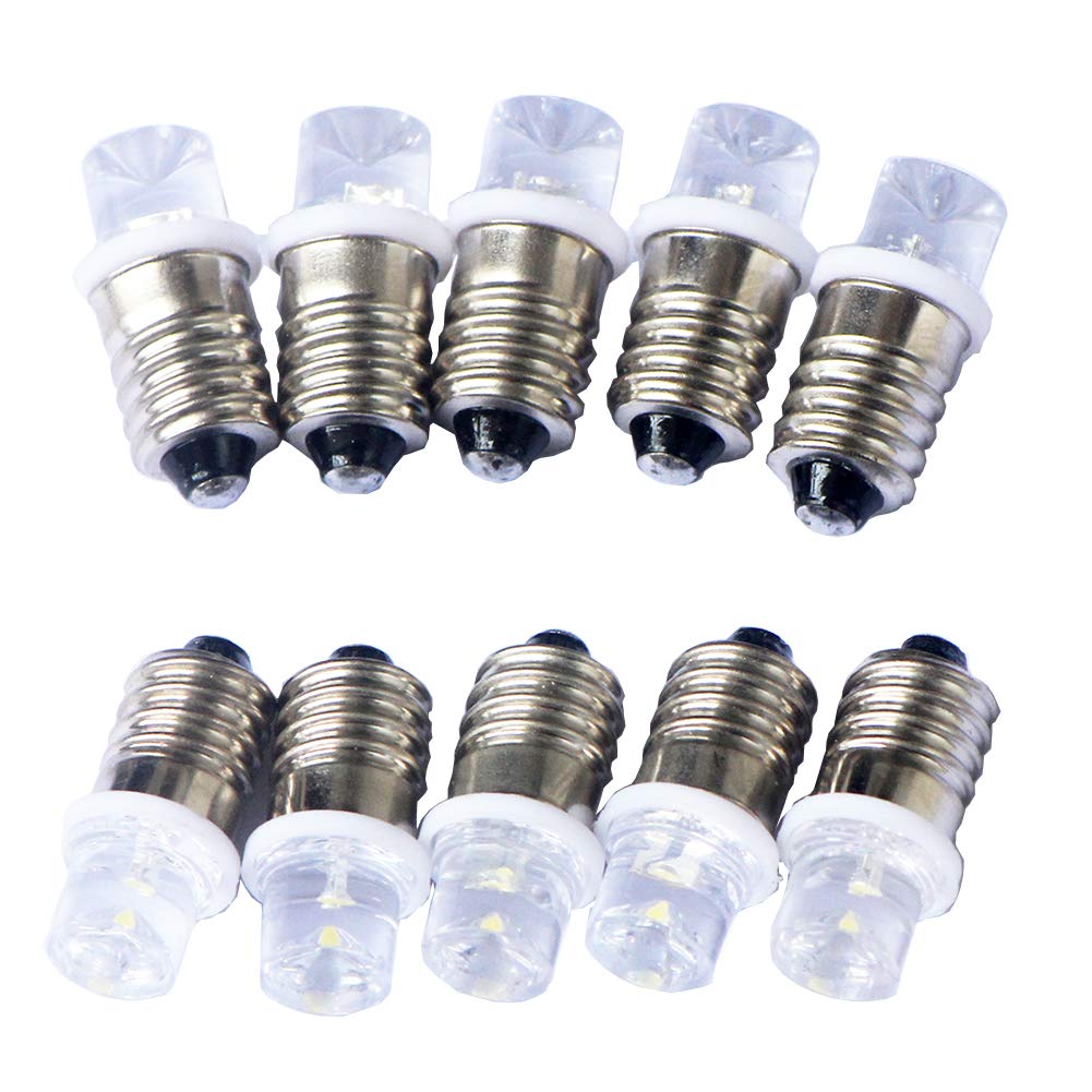 GutReise 10pcs E10 Screw 12V Cold White Flood Light Led Bulb Flood Light Lamps +10pcs E10 Base (12V, Cold White)