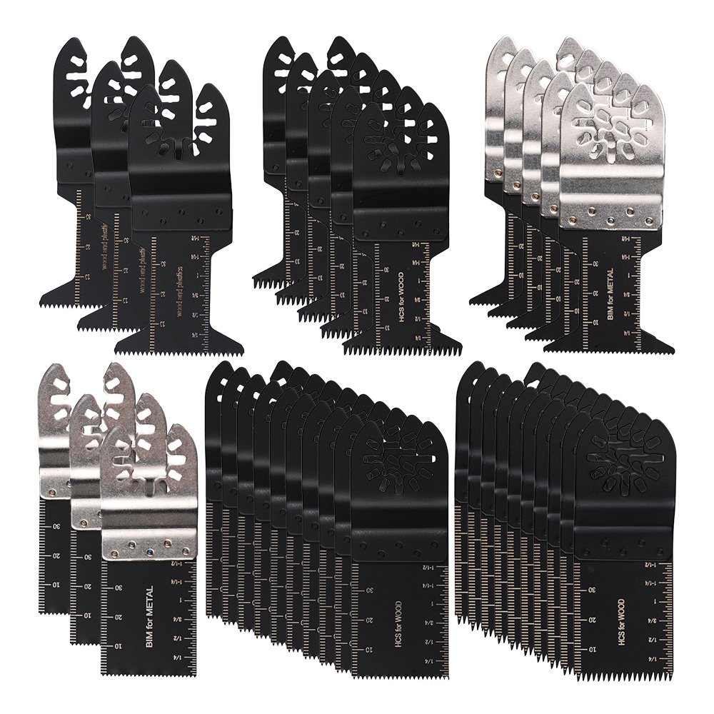 HIFROM 36PCS Universal Oscillating Ecut Multi Tool Saw Blade Compatible with Fein Multimaster Makita Craftsman Nextec Ridgid Ryobi Makita Chicago Stainley Skil King Task Multi Tools