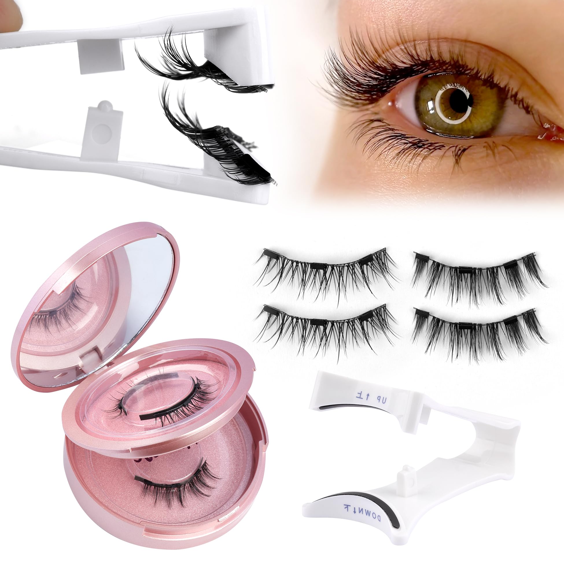 wiwoseo False Eyelashes Russian Strip Lashes D Curly Wispy Fluffy Eyelashes Russian Volume 3D Effect 13MM 15MM Faux Mink Lashes 20 Pairs Pack Crossing Eyelashes