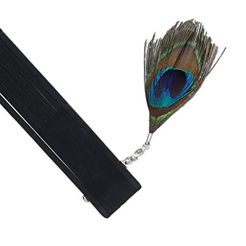 Handheld Folding Fan, Chinese Style Black Beautiful Peacock Pattern Antique Bamboo Hand Fan for Performance Clothes Decoration Gift, Folding Fan Bag Hand Bamboo Decorative Fans Chinese Pride held