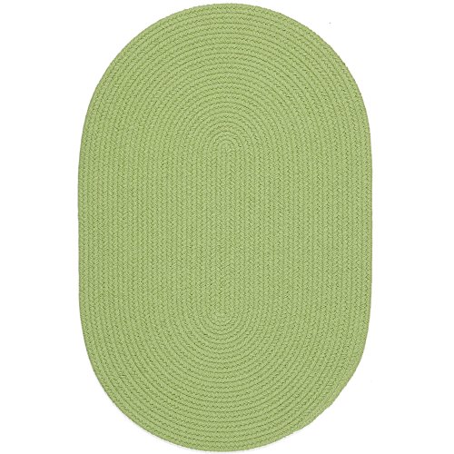 Super Area Rugs Lullaby Oval Braided Rug Durable Playroom Carpet, Solid Lime Green, 4' X 6' Oval