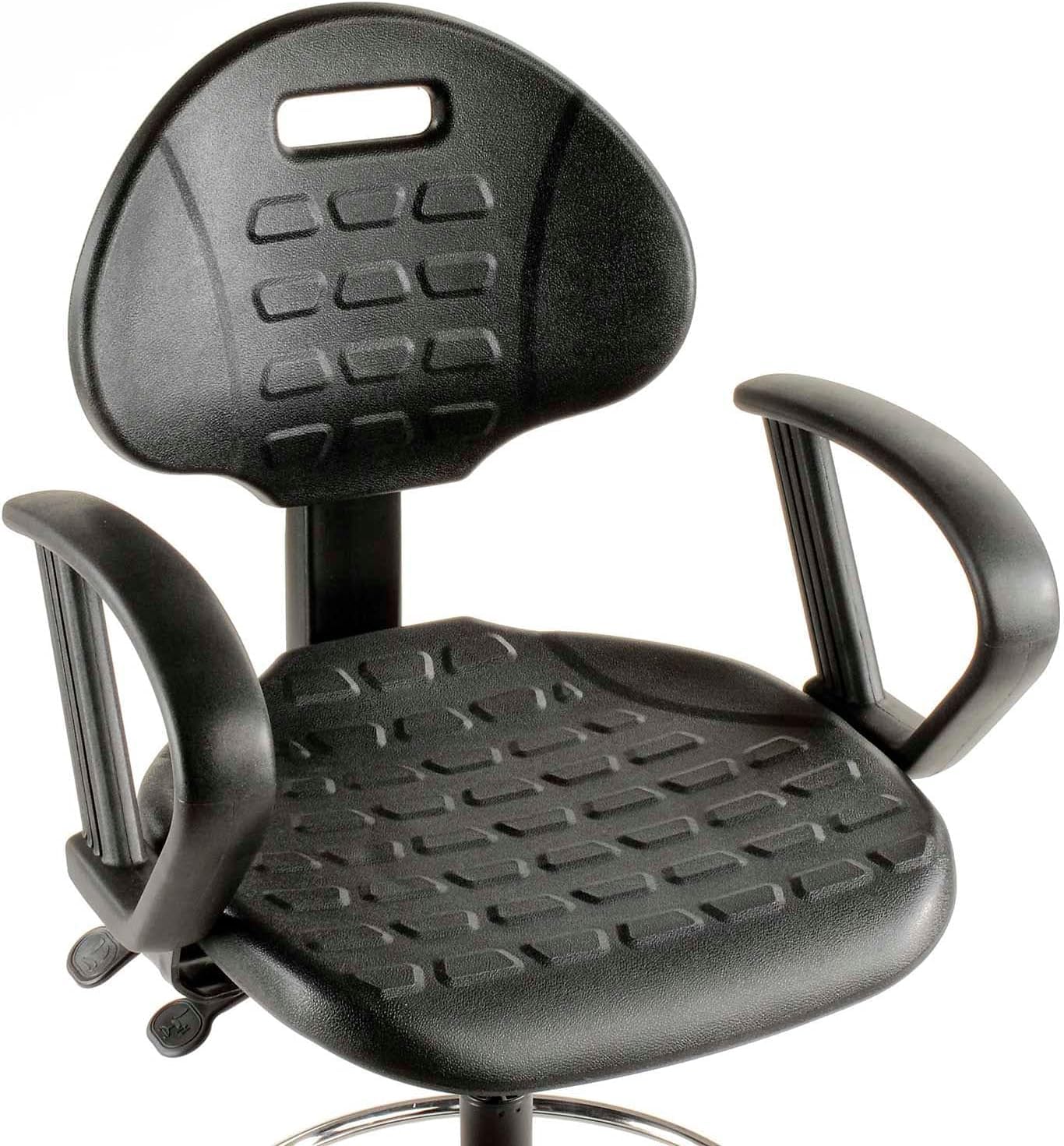 GLOBAL INDUSTRIAL 5-Way Adjustable Ergonomic Stool with Loop Armrests Black