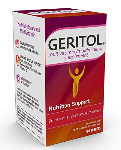 Geritol Multi-Vitamin Nutritional Support Tablets, Balance of 26 Essential Vitamins and Minerals, 100 Count (Pack of 2)