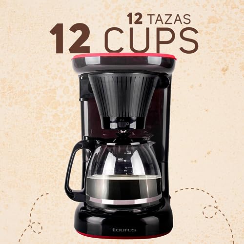Taurus | Velvet | COFFEMAKER | Glass Jar 38.4 oz |Modern Design Coffee Machine|700 watts of power |washable and reusable filter |Compact size | Make it in minutes|