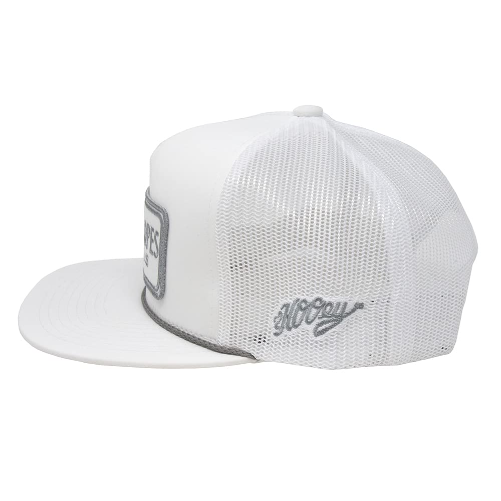 HOOEY CR086 (WSL) Adjustable White and Silver Snapback Trucker Cap w/Cactus Ropes Logo