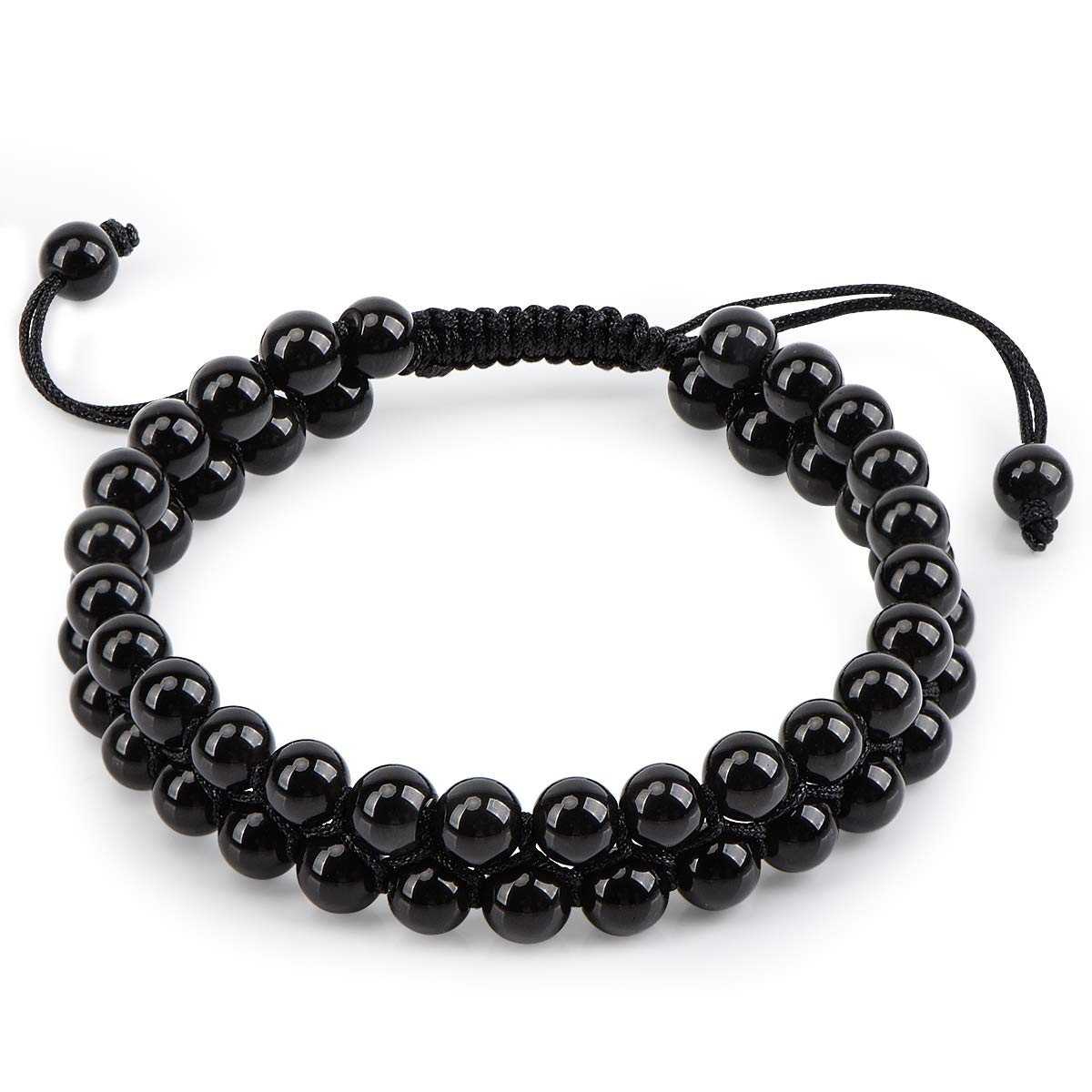 GENASTO Black Obsidian Stone Beads Bracelet Natural Tiger Eye Lava Rock Stone Prayer Mala Beads Adjustable Oil Diffuser Bracelet for Men Women