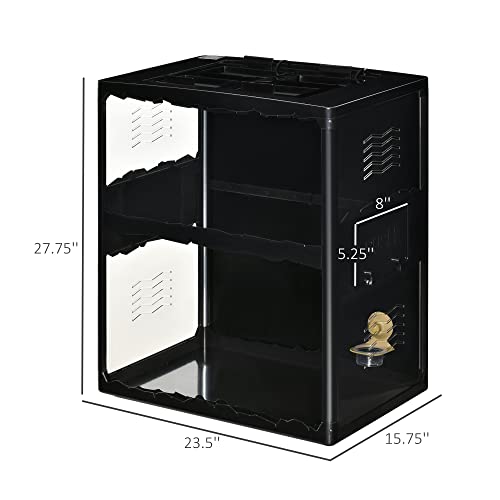 PawHut Reptile Glass Terrarium Tank, Breeding Box with Screen Ventilation, Lamp Holders, Hanging Basin for Lizards, Chameleon, Tortoise, 23.5" x 16" x 28"