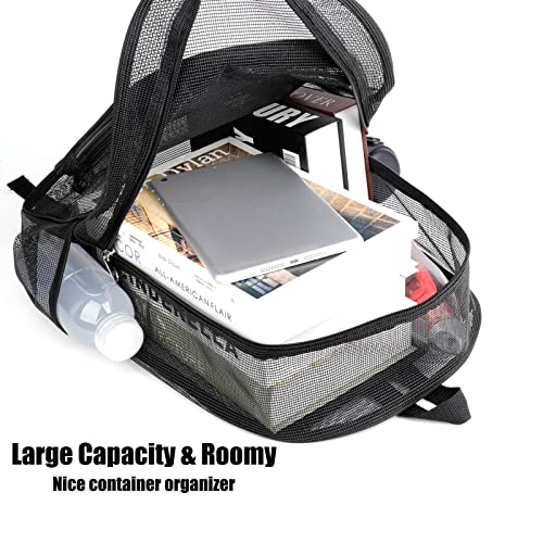 Mesh Backpack Heavy Duty See Through Mesh Backpacks for Swimming, Outdoor Sports (Black)