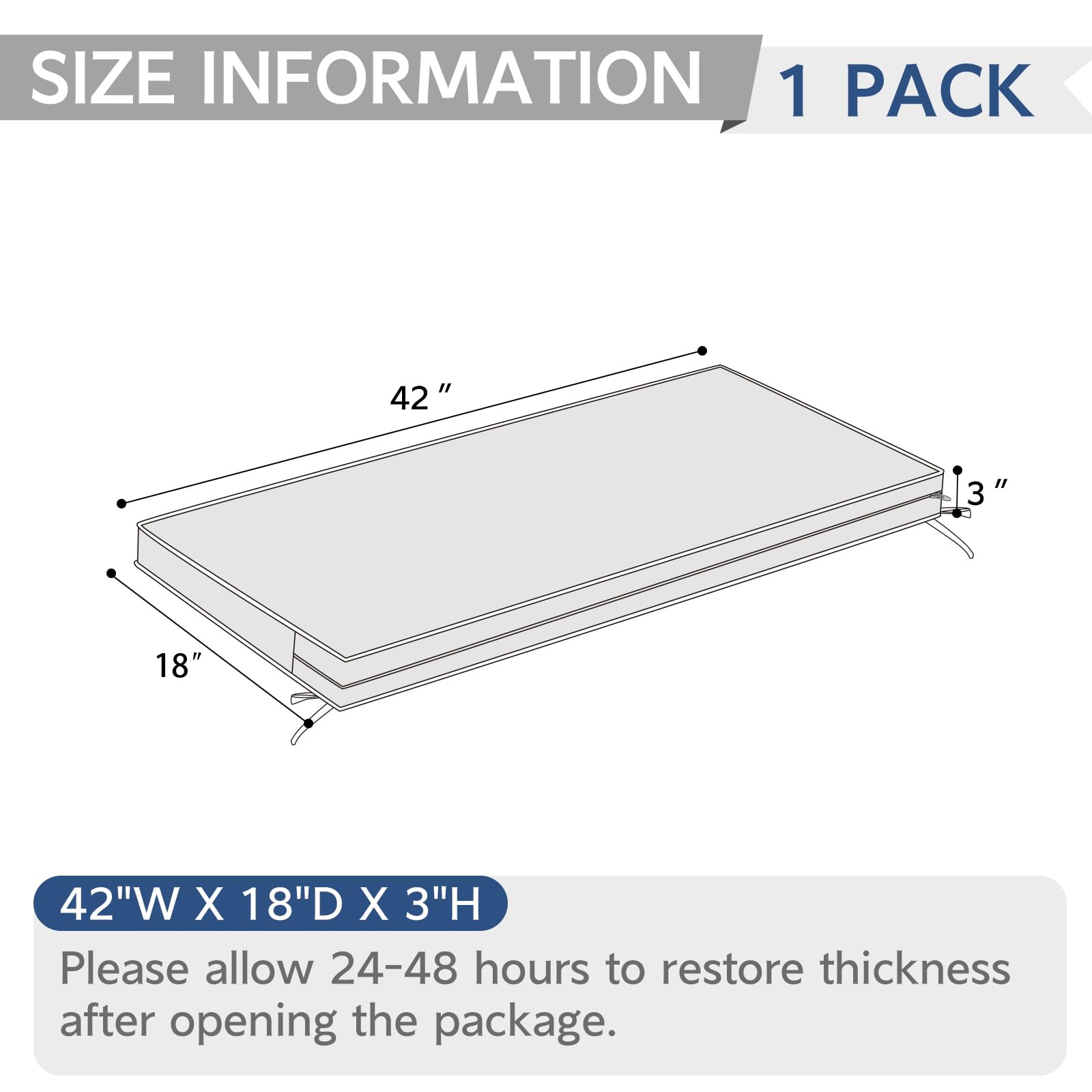 TWLEAR Outdoor Bench Cushion, Patio Furniture Cushion 48 x 18 x 3 Inch, Water Resistant Garden Sofa Swing Pad Settee Loveseat Couch Replacement Cushion, 1 Pack, Swaying Palms Blue