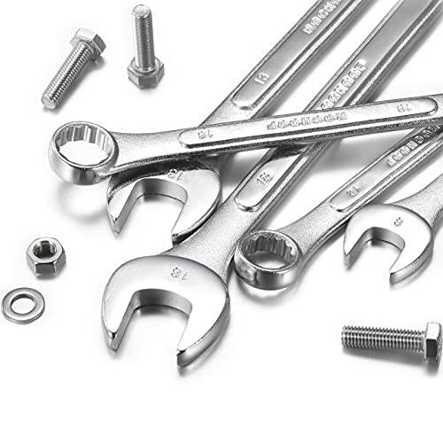 ROCHOOF Combination Wrench Set,33-Piece Chrome Vanadium Steel Wrench Set 12-Point SAE & Metric Wrenches 1/4"-1" and 6-22mm with Rolling Pouch