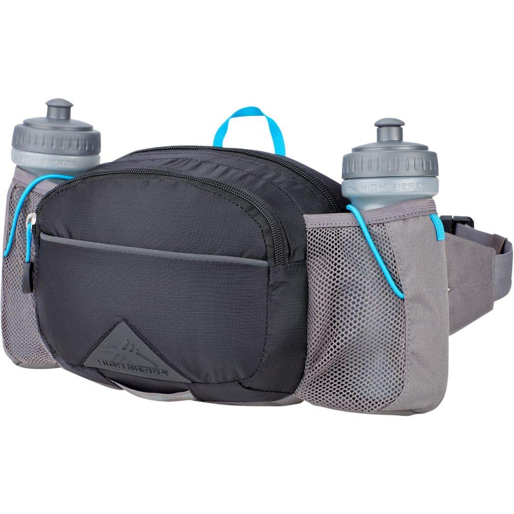 High Sierra HydraHike Waist Pack, Lightweight Running, For Men, Women, and Kids, Black/Slate/Pool, 3L