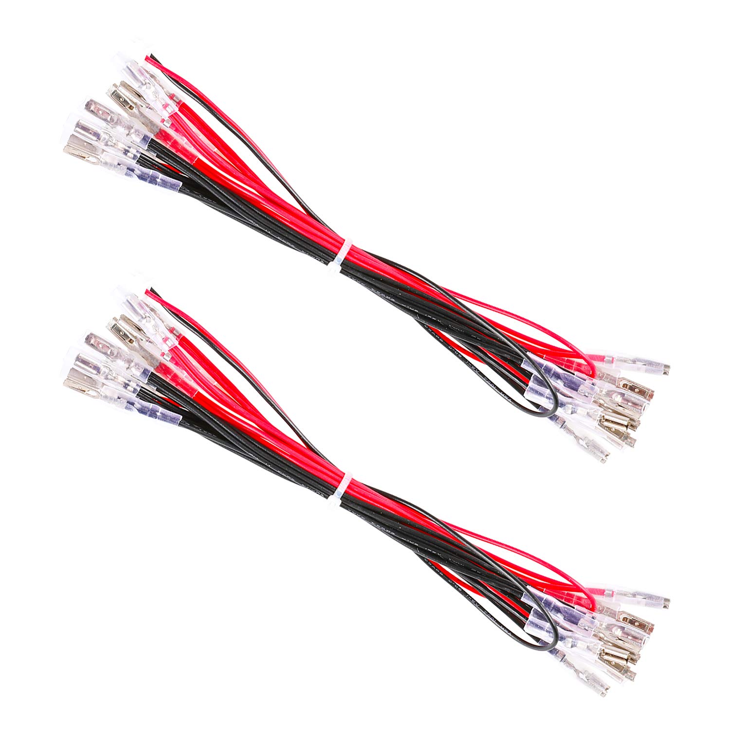 GUWARRY 2 Pcs LED Power Cable Daisy Chain JST XH2.54 2Pin Plug to 0.110 Inch /2.8mm Terminals Jumper Wire Harness Lighted Up 20 LED Arcade Buttons for Arcade USB Encoder, MAME, Arcade1Up, Raspberry Pi