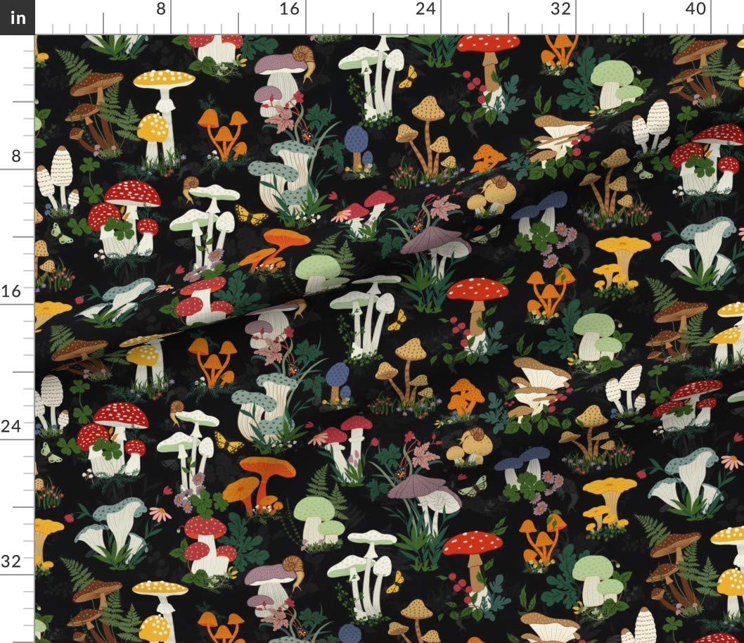 Spoonflower Fabric - Mushroom Garden Mushrooms Printed on Petal Signature Cotton Fabric Fat Quarter - Sewing Quilting Apparel Crafts Decor